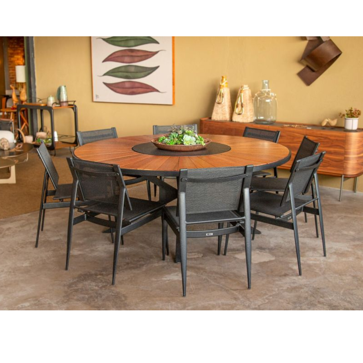 Mesa De Jantar Jasmim Tampo Em Madeira Com Giro Em Alumínio – Forthouse