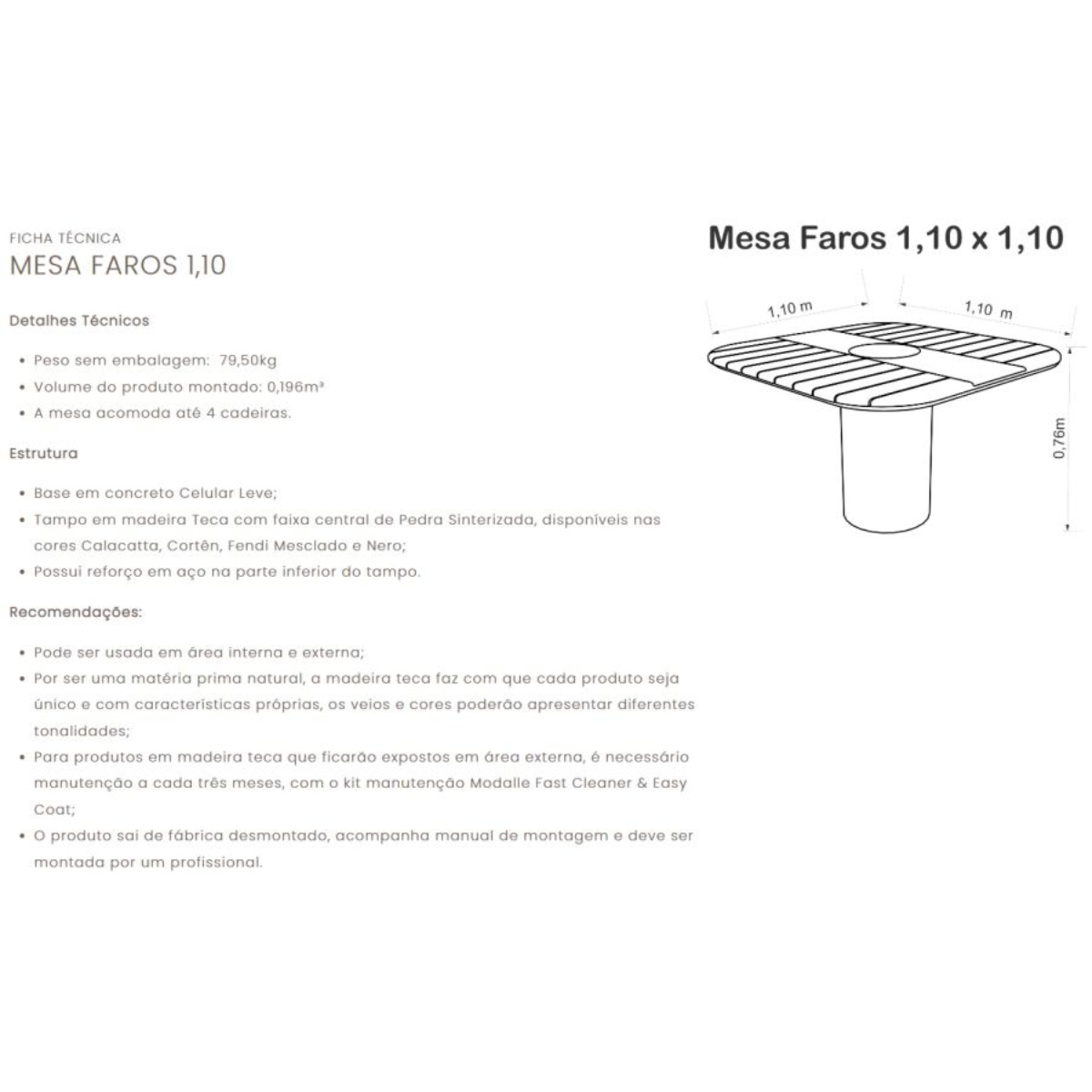 Mesa de Jantar Faros Quadrada – Forthouse